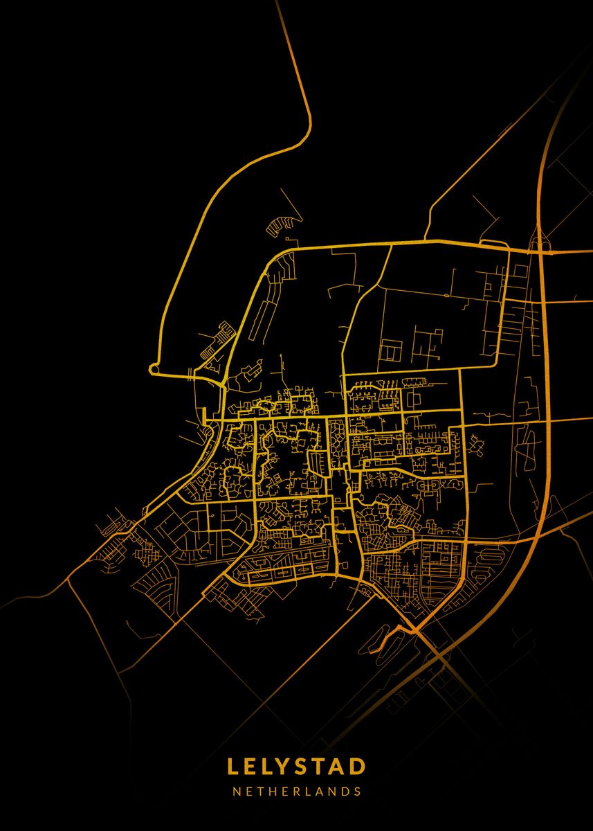 'Lelystad City Map' Poster, picture, metal print, paint by Trulaf Design | Displate