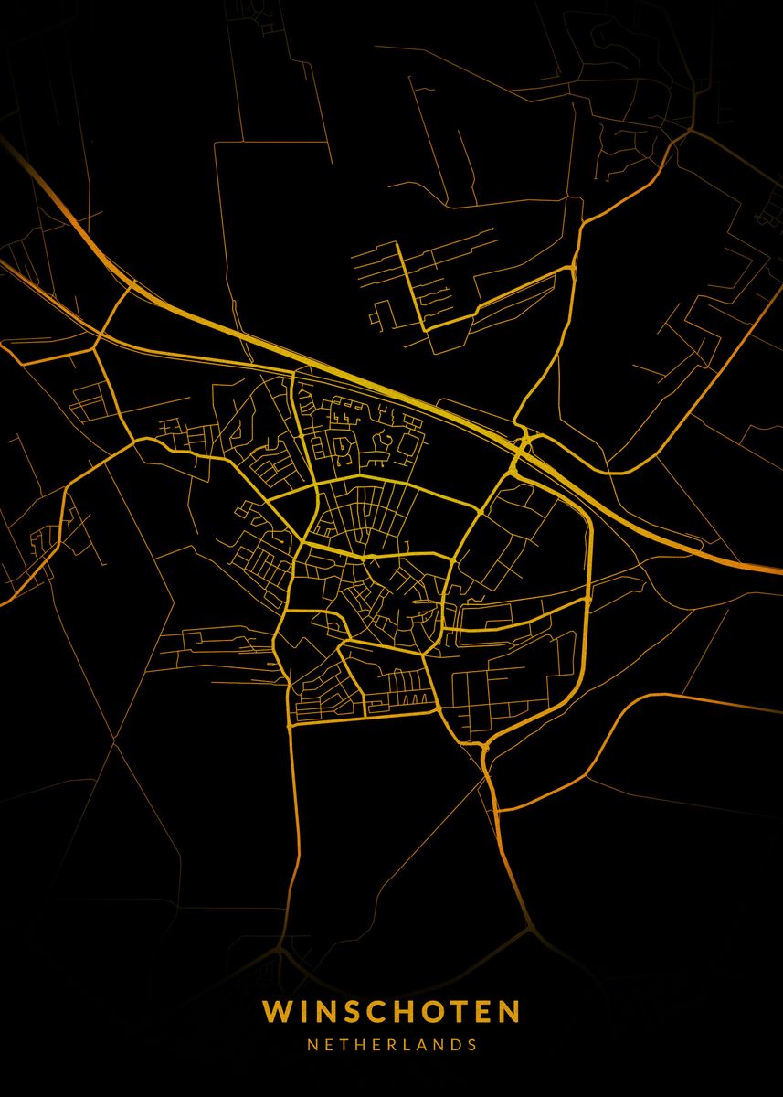 'Winschoten City Map' Poster, picture, metal print, paint by Trulaf ...