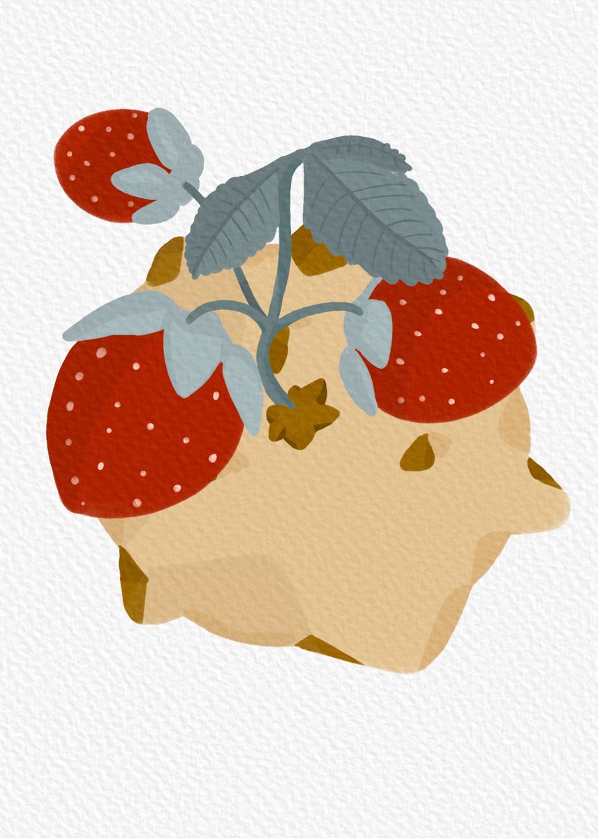 'Strawberry Planet' Poster, picture, metal print, paint by Ooka | Displate