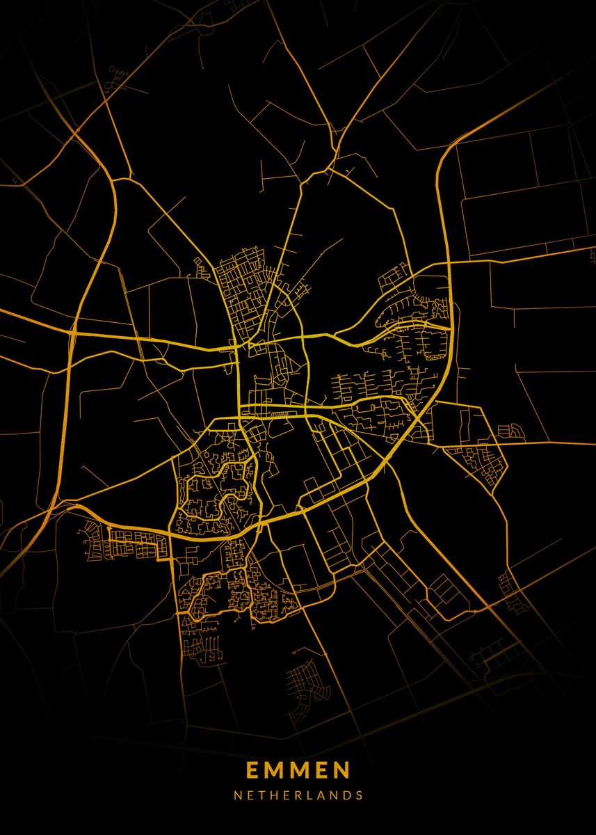 'Emmen City Map' Poster, picture, metal print, paint by Trulaf Design ...