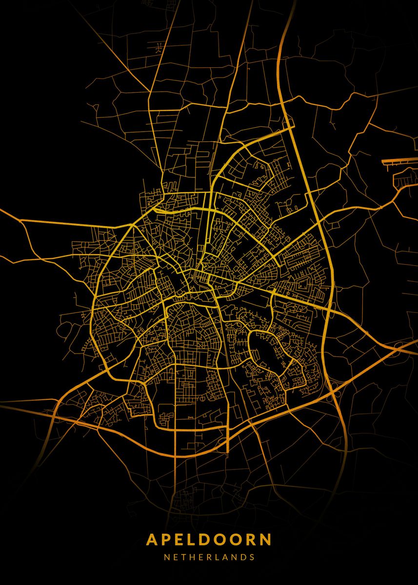 'Apeldoorn City Map' Poster, picture, metal print, paint by Trulaf Design | Displate