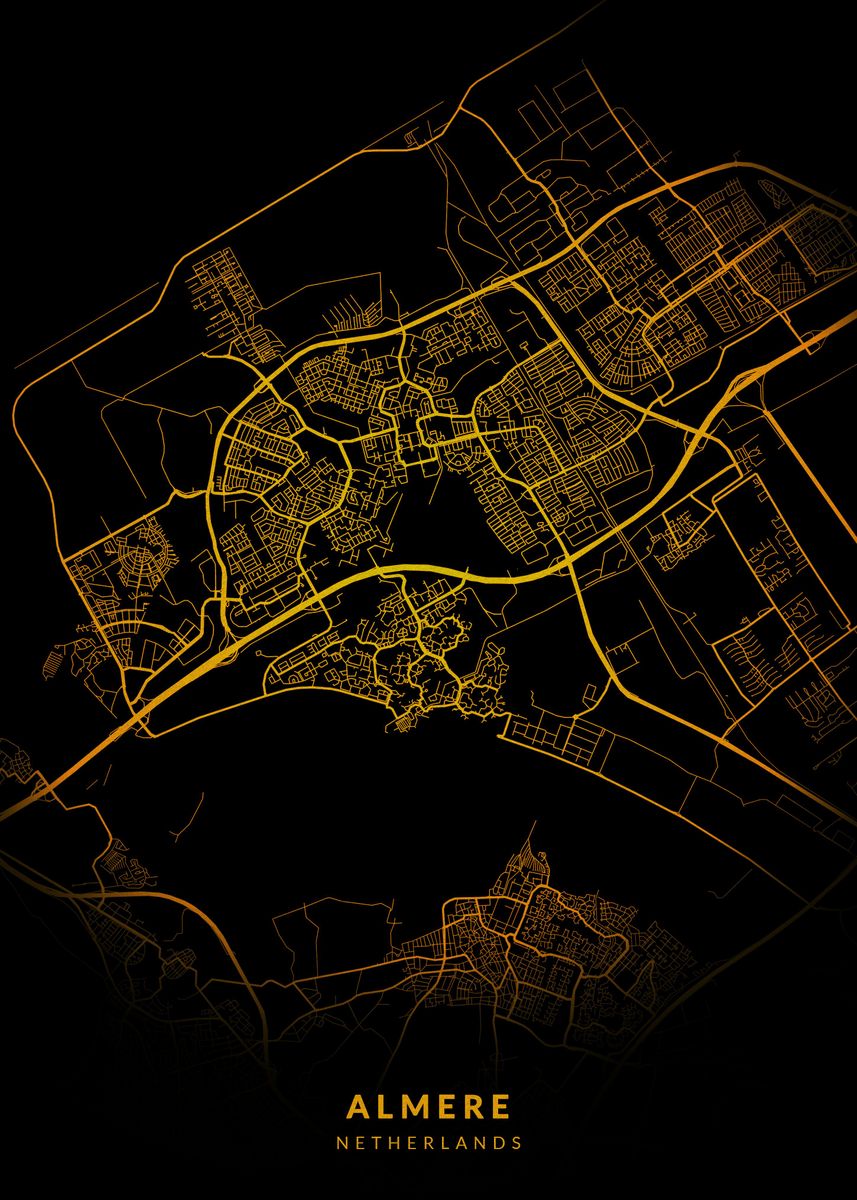 'Almere City Map' Poster, picture, metal print, paint by Trulaf Design ...