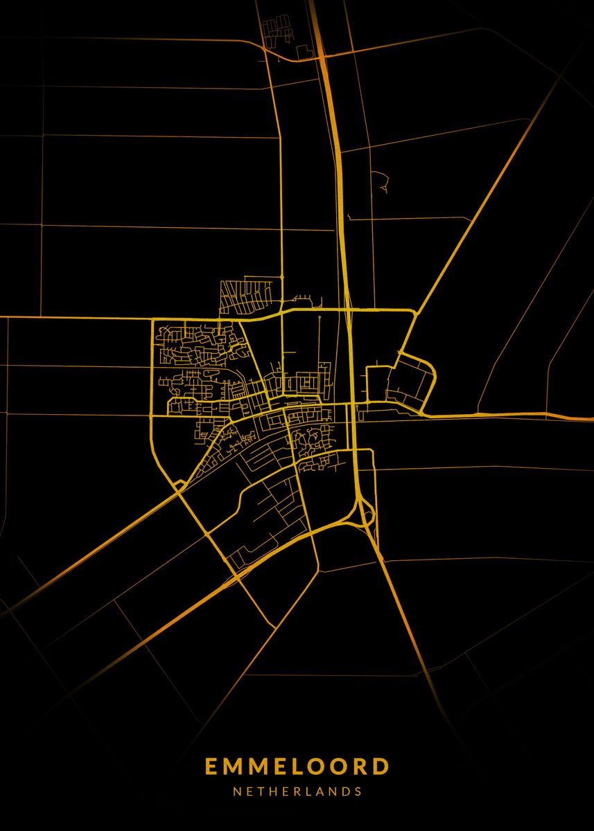 'Emmeloord City Map' Poster, picture, metal print, paint by Trulaf ...