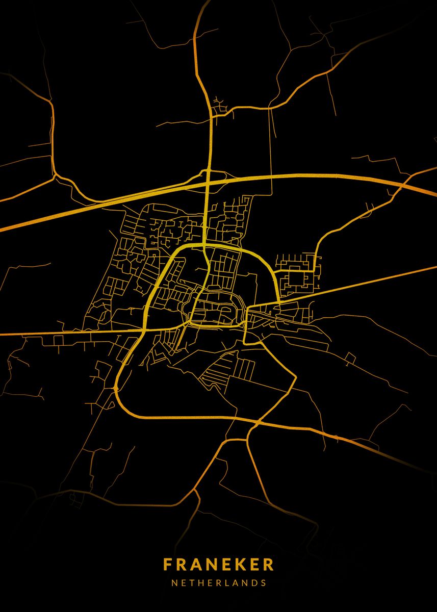 'Franeker City Map' Poster, picture, metal print, paint by Trulaf ...