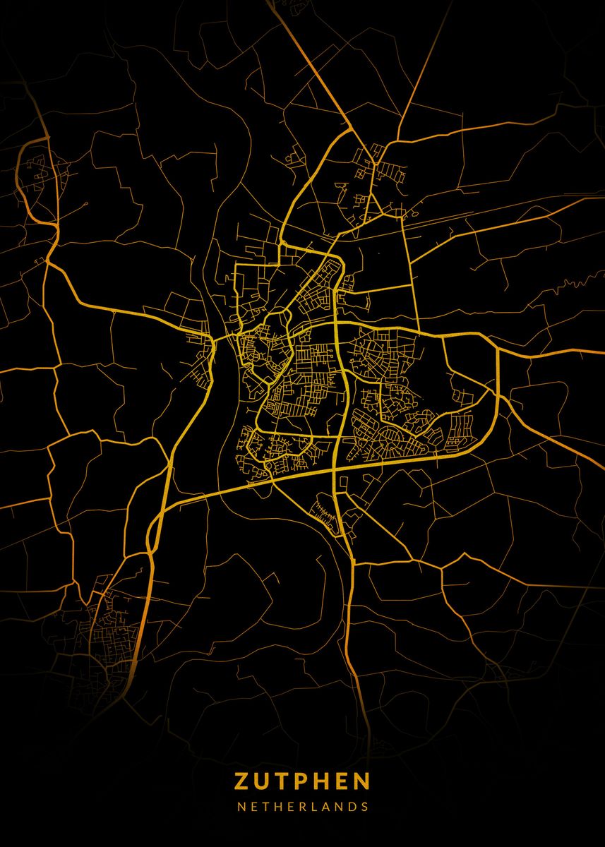 'Zutphen City Map' Poster, picture, metal print, paint by Trulaf Design ...
