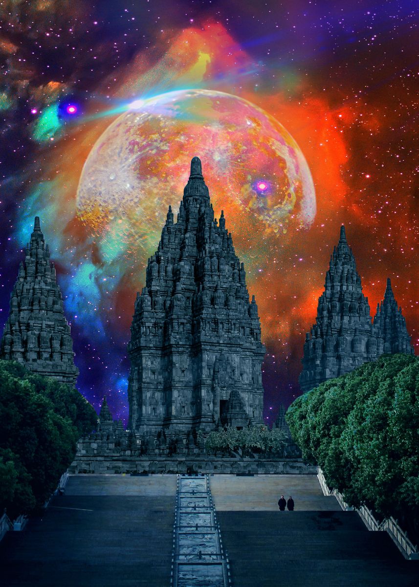 'Temple Outer Space Galaxy' Poster, picture, metal print, paint by Jeff ...