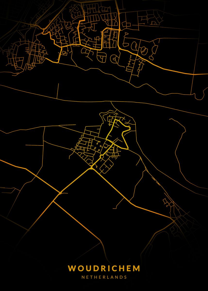 'Woudrichem City Map' Poster, picture, metal print, paint by Trulaf ...