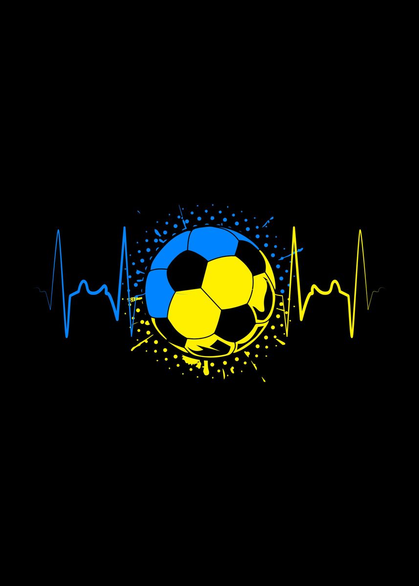 'Ukraine Soccer Heartbeat' Poster, picture, metal print, paint by ...
