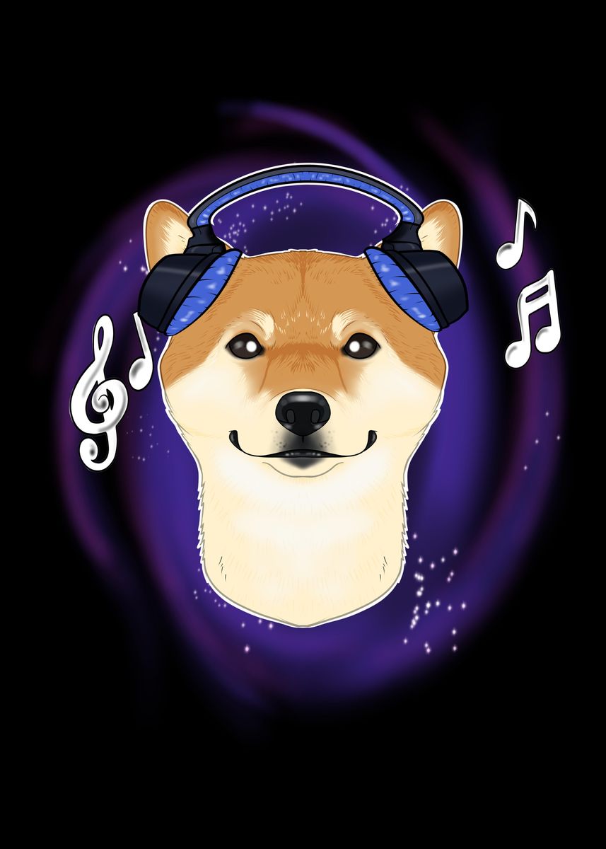 'Music Lover I DJ Shiba Inu' Poster, picture, metal print, paint by ...
