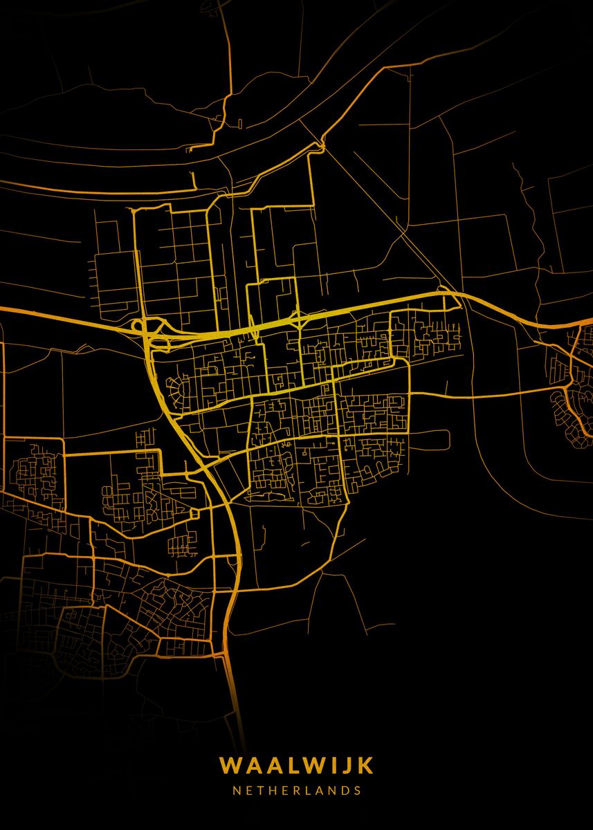 'Waalwijk City Map' Poster, picture, metal print, paint by Trulaf ...