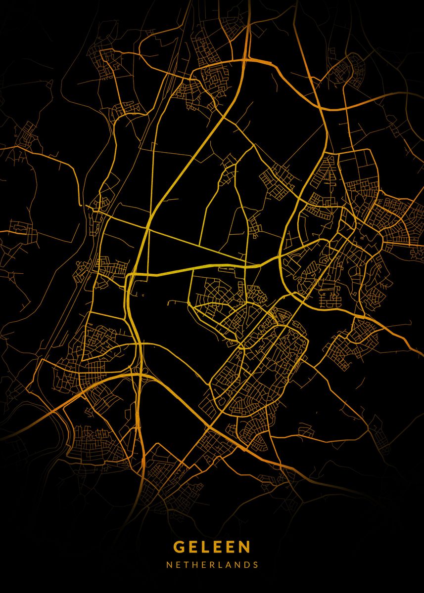 'Geleen City Map' Poster, picture, metal print, paint by Trulaf Design ...