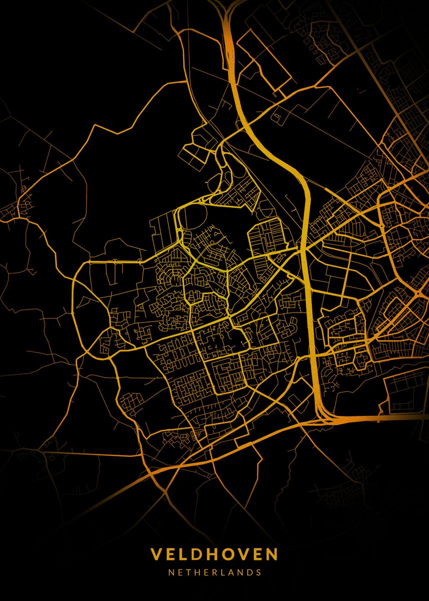'Veldhoven City Map' Poster, picture, metal print, paint by Trulaf ...