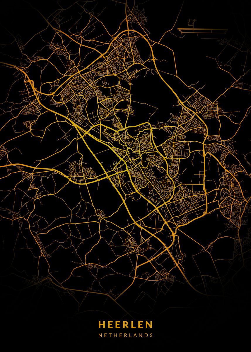 'Heerlen City Map' Poster, picture, metal print, paint by Trulaf Design ...