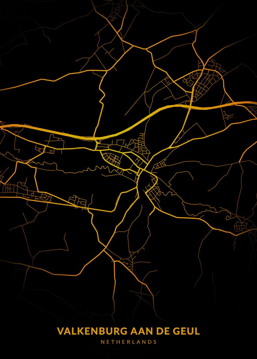 'Valkenburg aan de Geul Map' Poster, picture, metal print, paint by ...