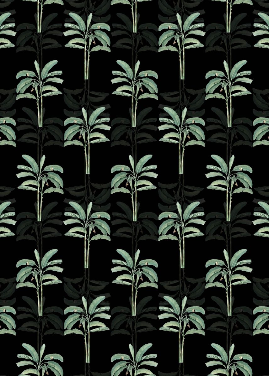 'Floral Banana Tree Pattern' Poster, picture, metal print, paint by ...