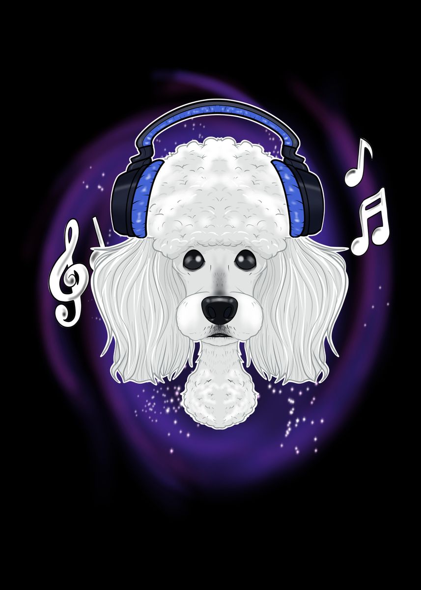 'Music Lover I DJ Poodle' Poster, picture, metal print, paint by ...