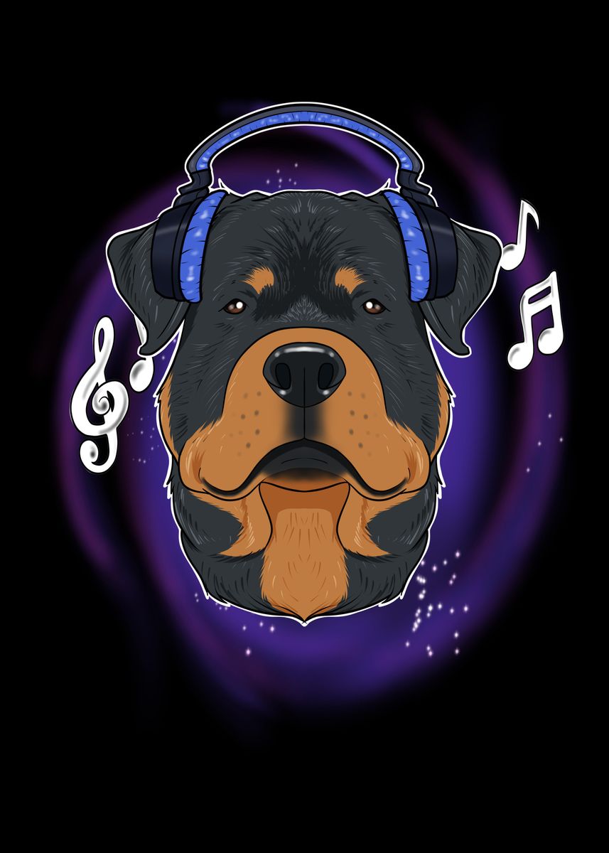 'Music Lover I Rottweiler' Poster, picture, metal print, paint by ...