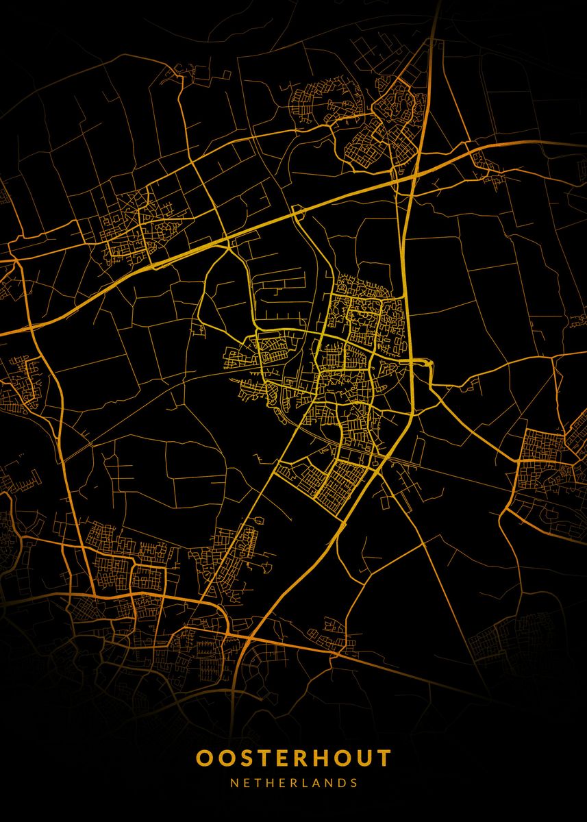 'Oosterhout City Map' Poster, picture, metal print, paint by Trulaf ...