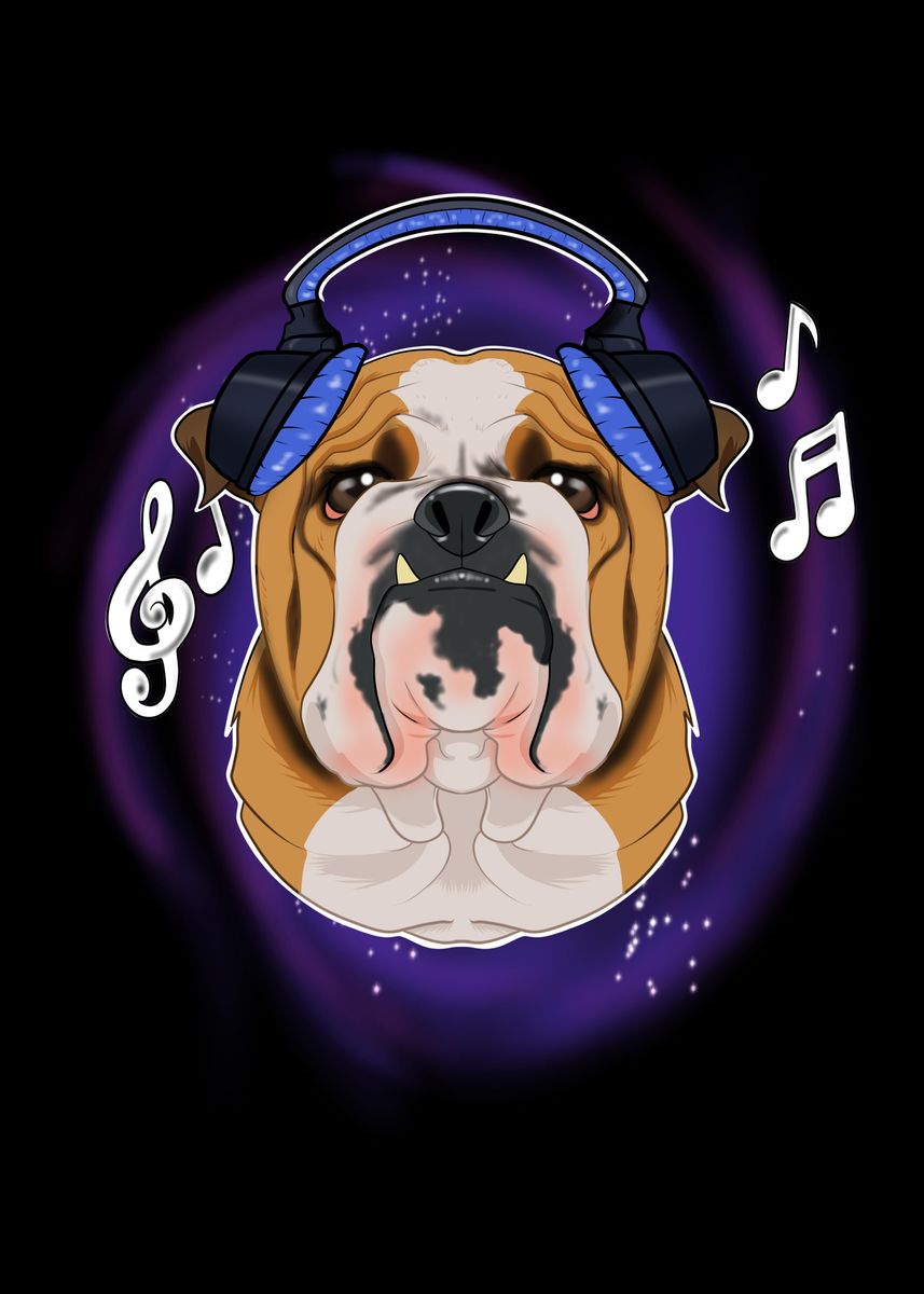 'English Bulldog Music' Poster, picture, metal print, paint by ...