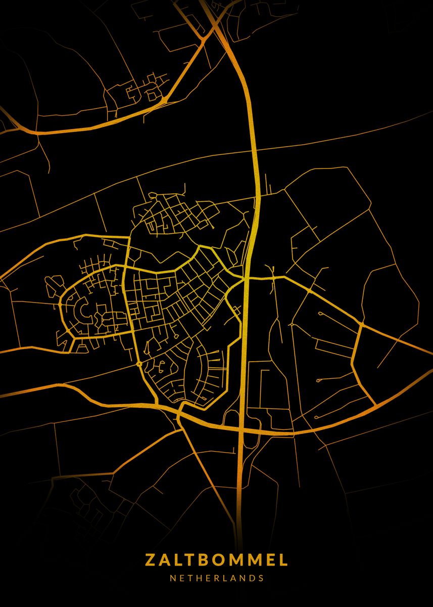 'Zaltbommel City Map' Poster, picture, metal print, paint by Trulaf ...