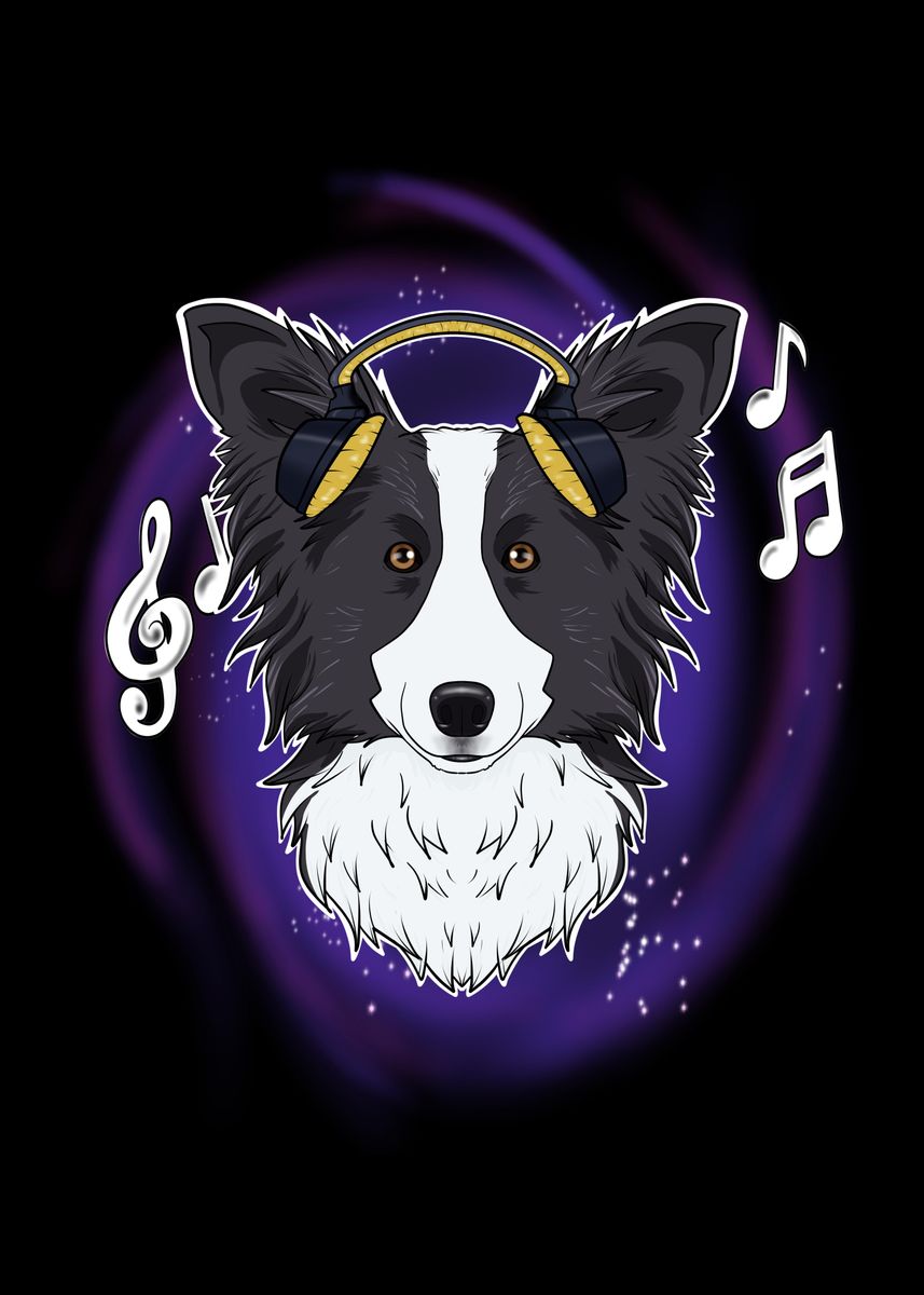 'Music Border Collie' Poster, picture, metal print, paint by ...