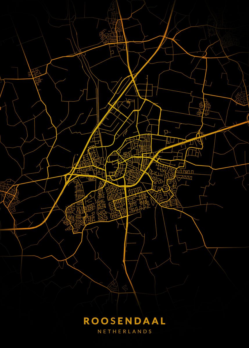 'Roosendaal City Map' Poster, picture, metal print, paint by Trulaf ...