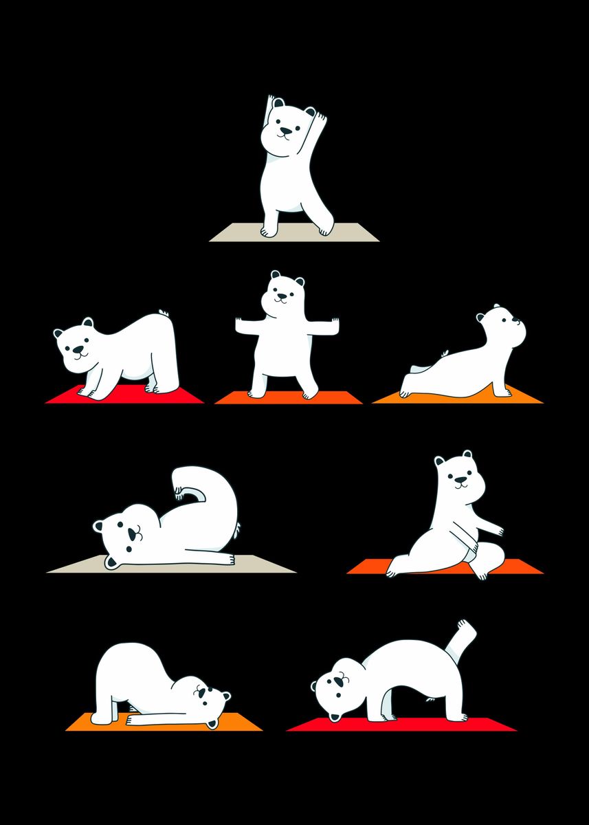 'Polar Bear Yoga' Poster, picture, metal print, paint by ...