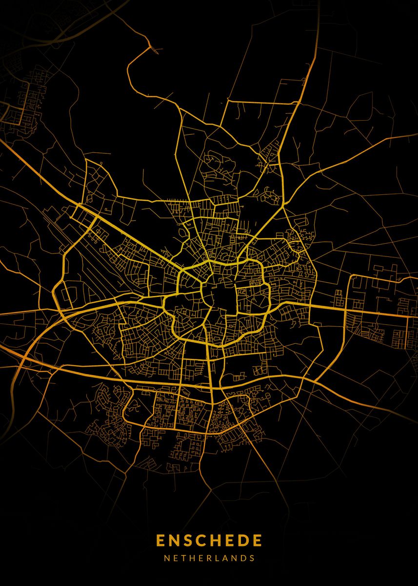 'Enschede City Map' Poster, picture, metal print, paint by Trulaf ...