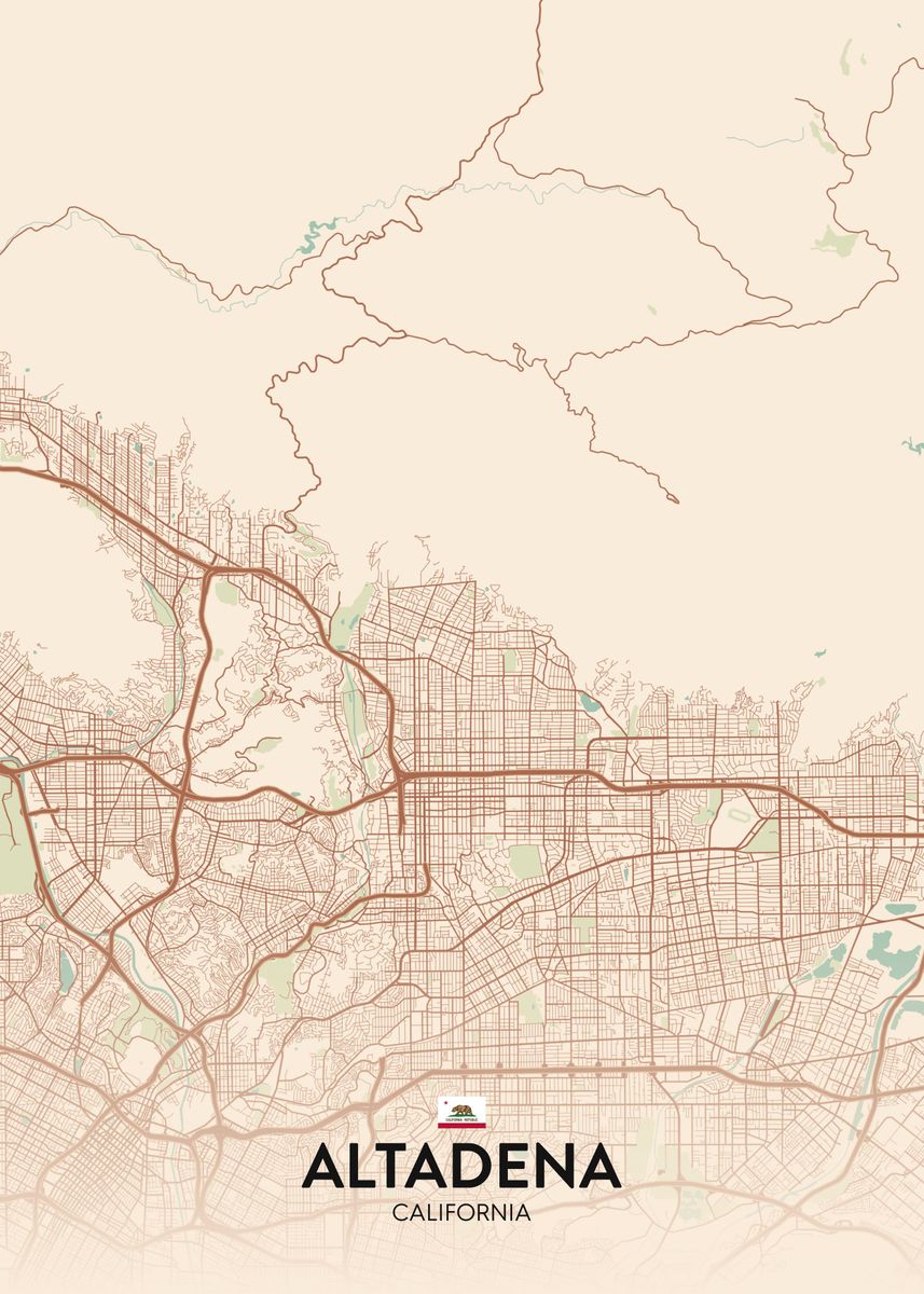 'Altadena CA' Poster, picture, metal print, paint by IMR Designs | Displate