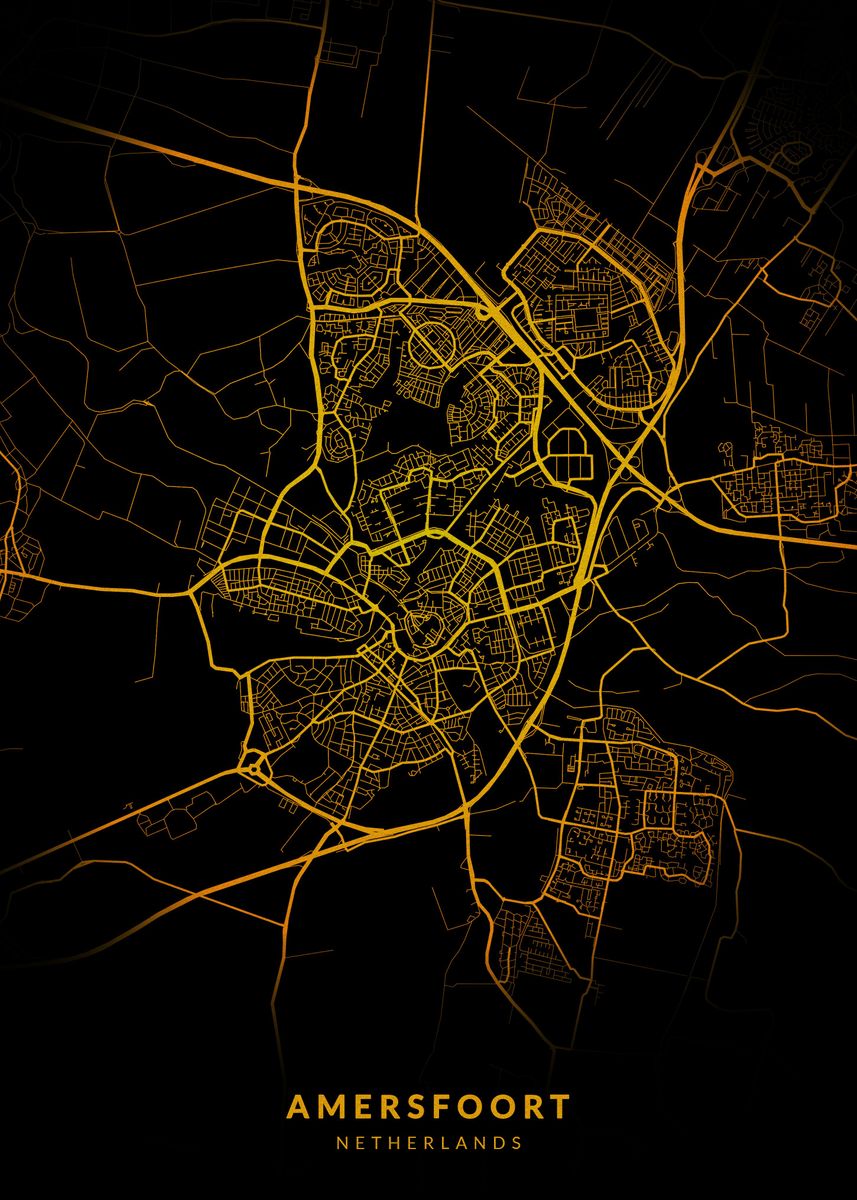 'Amersfoort City Map' Poster, picture, metal print, paint by Trulaf ...