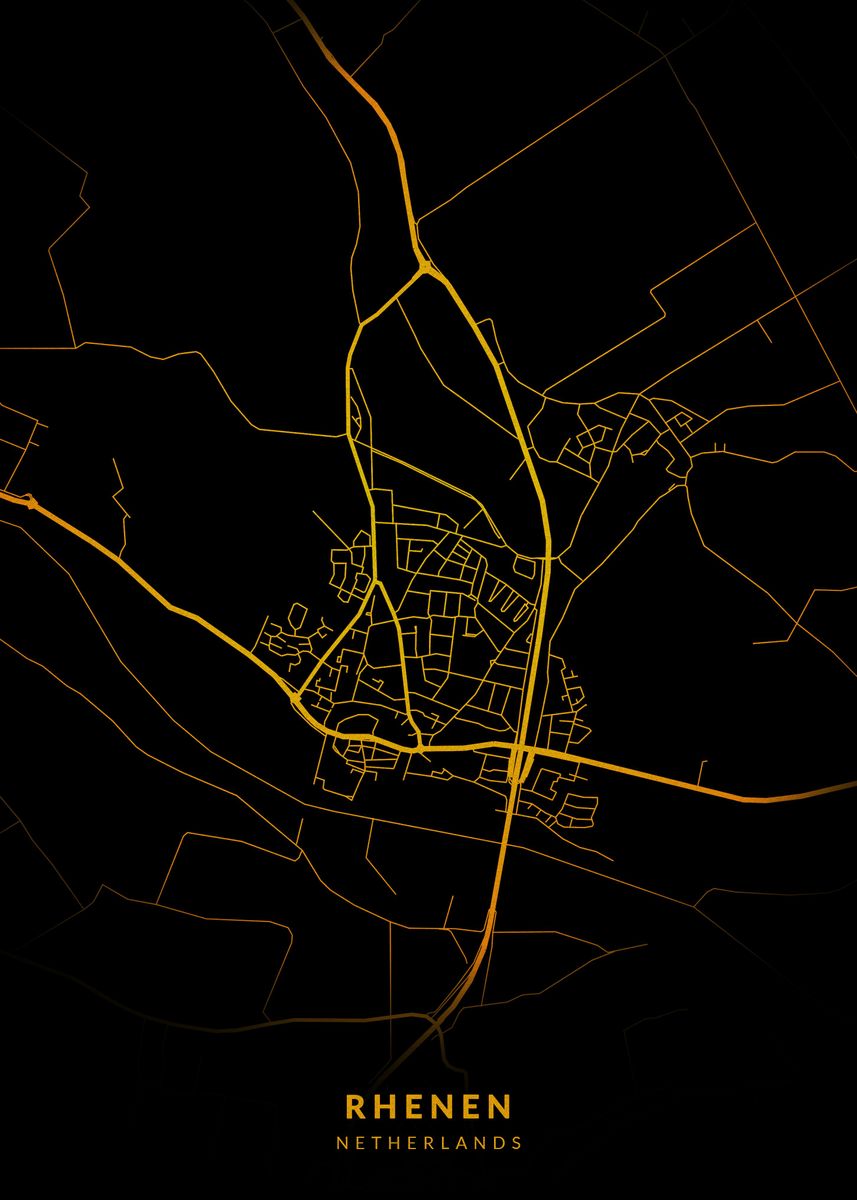 'Rhenen City Map' Poster, picture, metal print, paint by Trulaf Design ...
