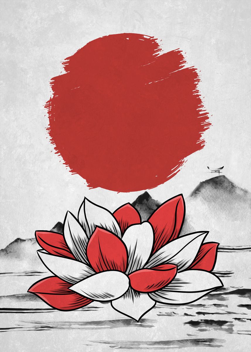 'Lotus Japanese Art ' Poster, picture, metal print, paint by Qreative ...