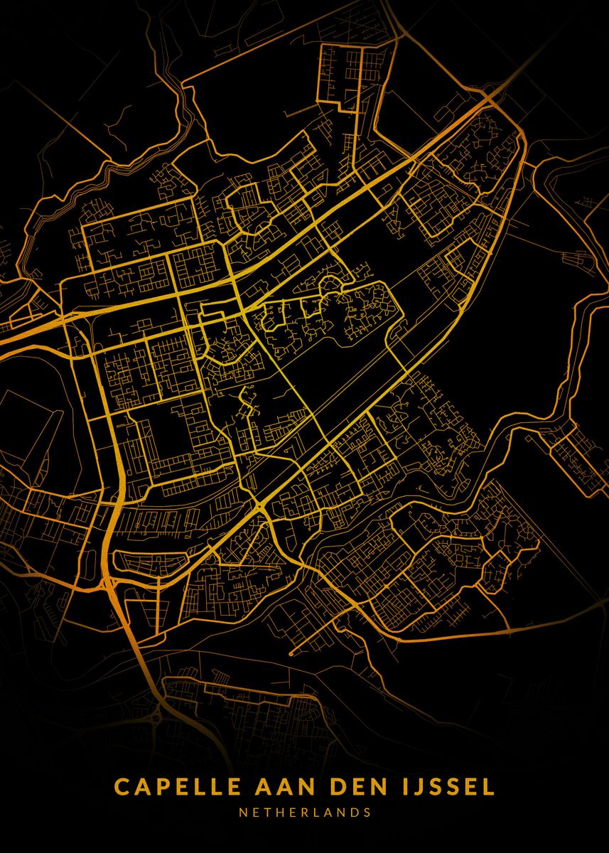 'Capelle aan den IJssel Map' Poster, picture, metal print, paint by ...