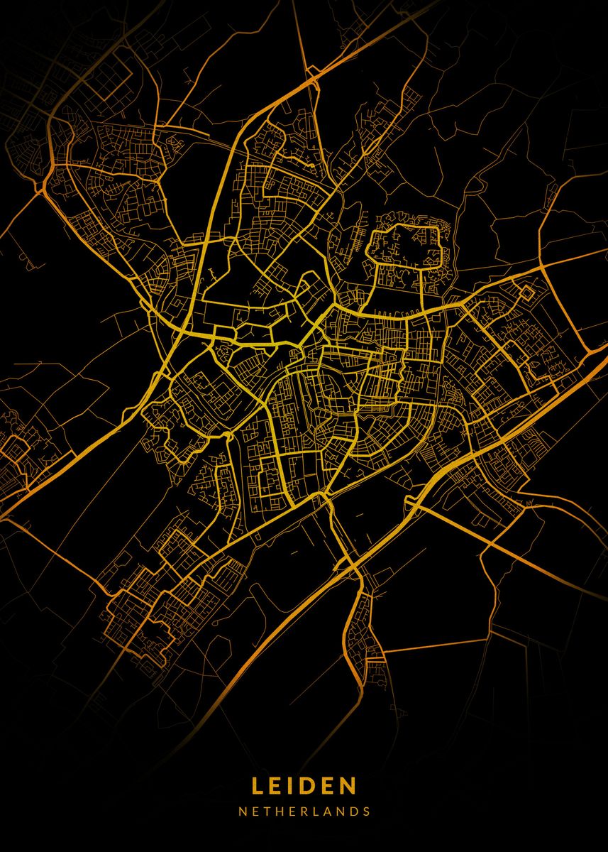 'Leiden City Map' Poster, picture, metal print, paint by Trulaf Design ...