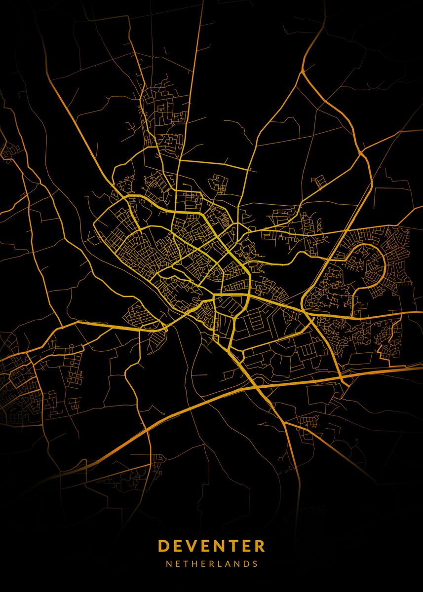'Deventer City Map' Poster, picture, metal print, paint by Trulaf ...