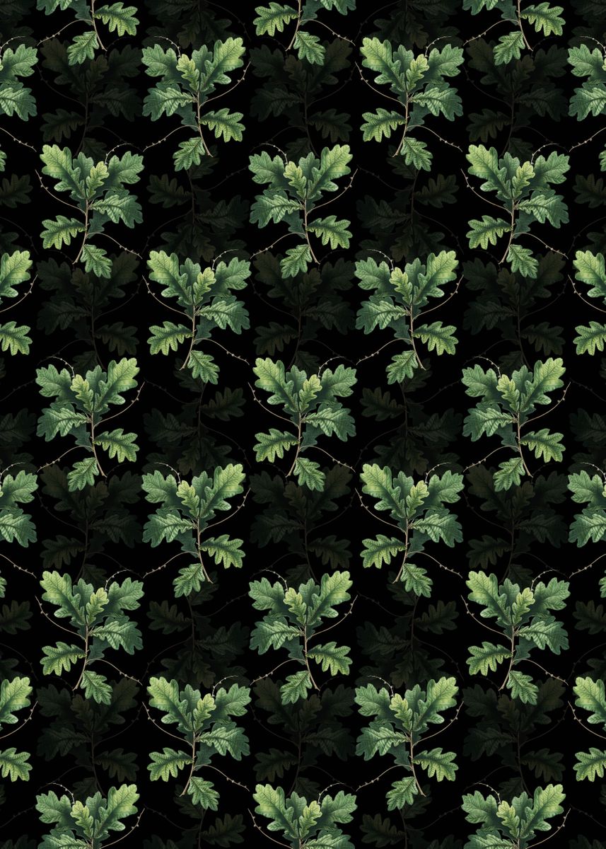 'Floral English Oak Pattern' Poster, picture, metal print, paint by ...