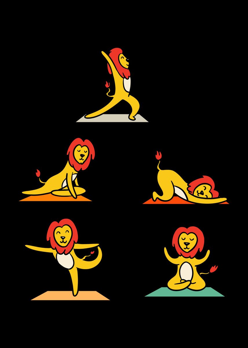 'Lion Yoga Poses' Poster by professionaldesigns | Displate