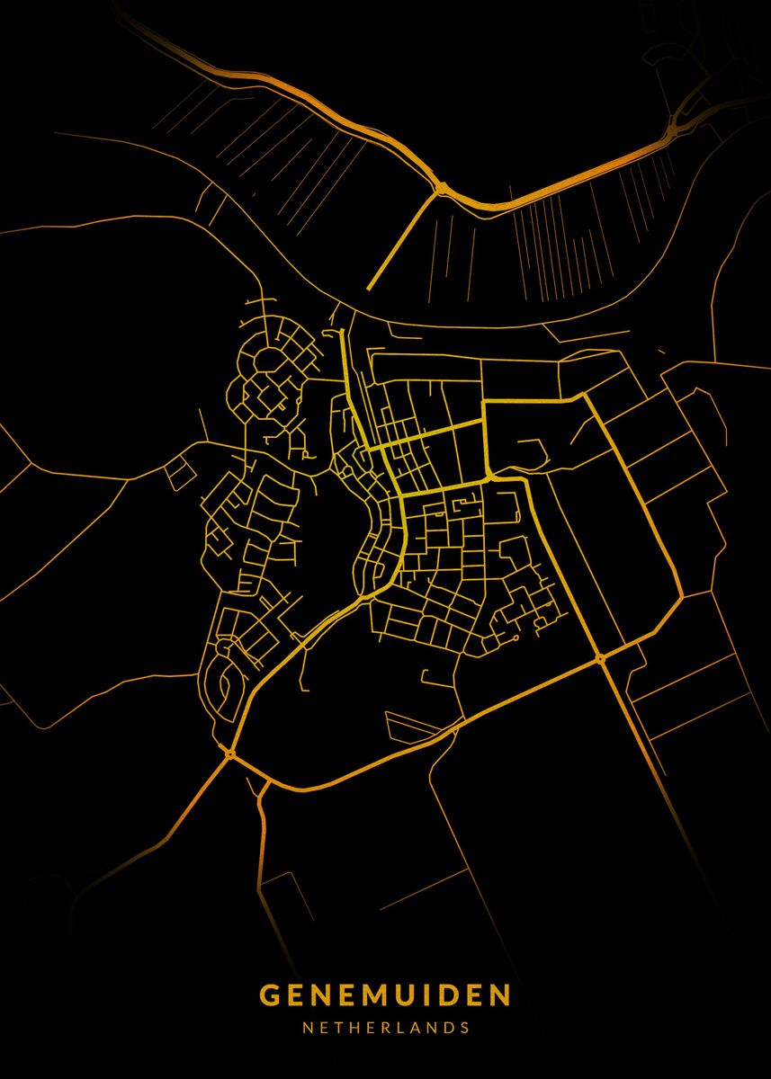 'Genemuiden City Map' Poster, picture, metal print, paint by Trulaf ...