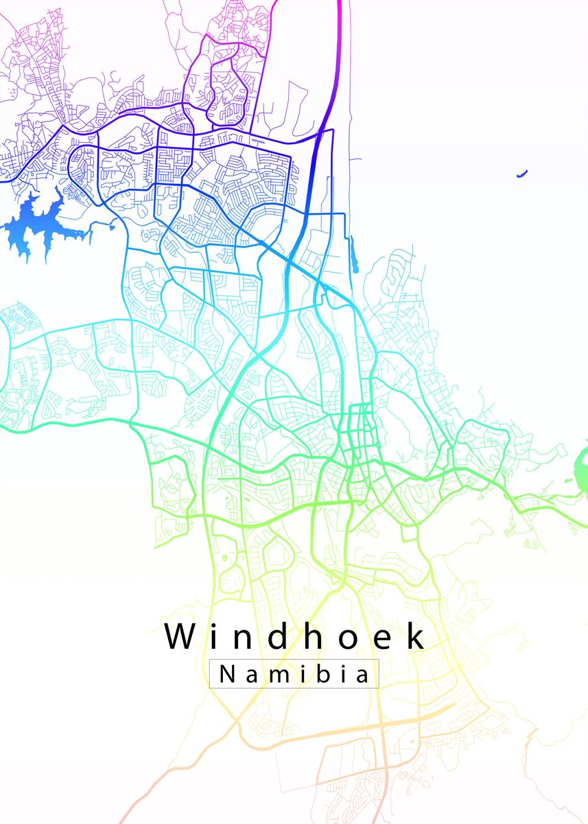 'Windhoek City Map' Poster, picture, metal print, paint by Mapique ...
