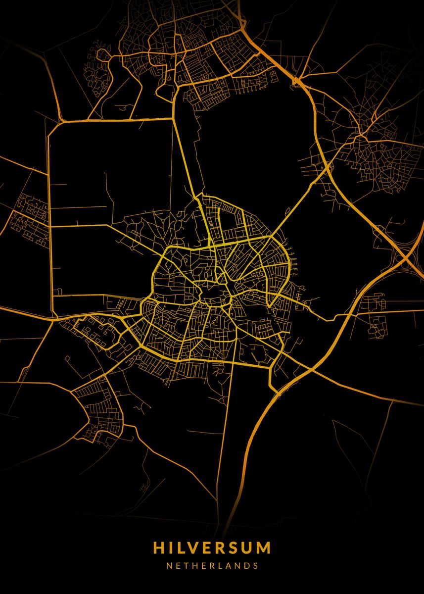 'Hilversum City Map' Poster, picture, metal print, paint by Trulaf Design | Displate