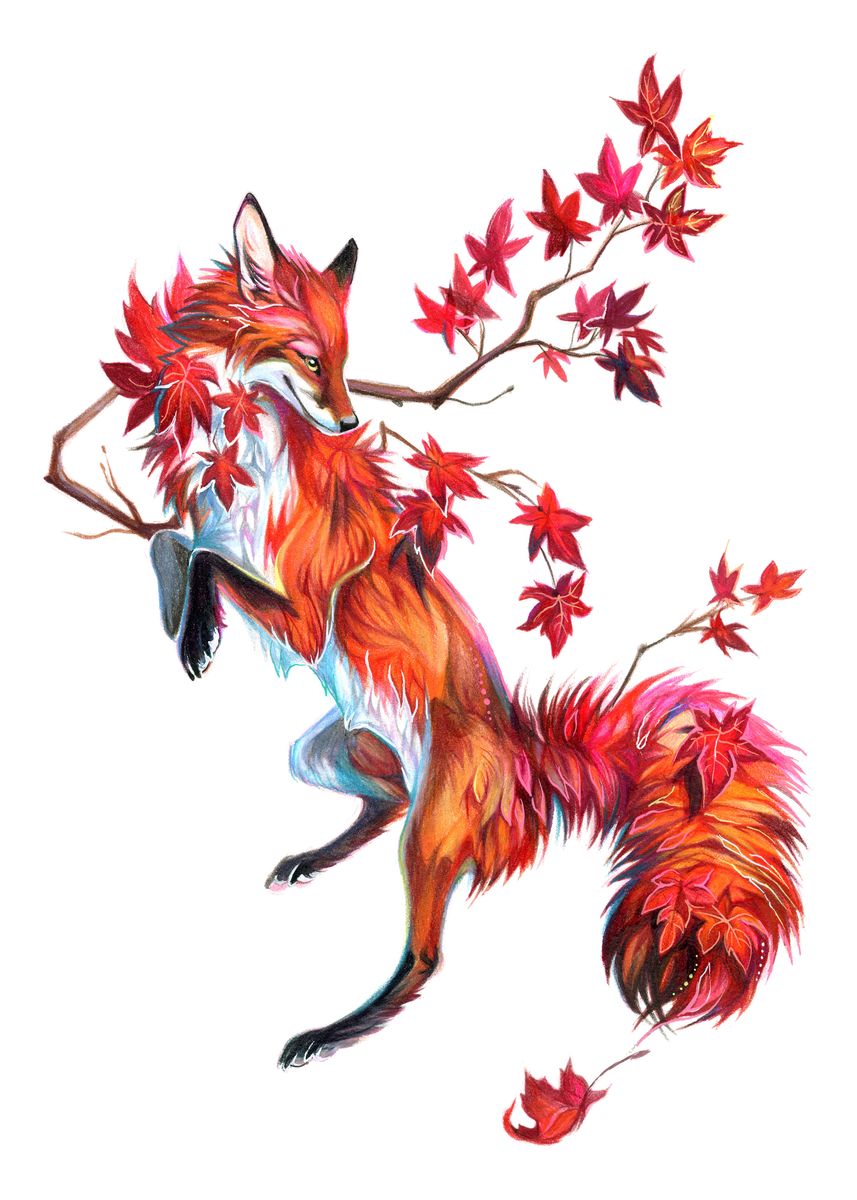 'Japanese Maple Fox' Poster, picture, metal print, paint by Katy ...