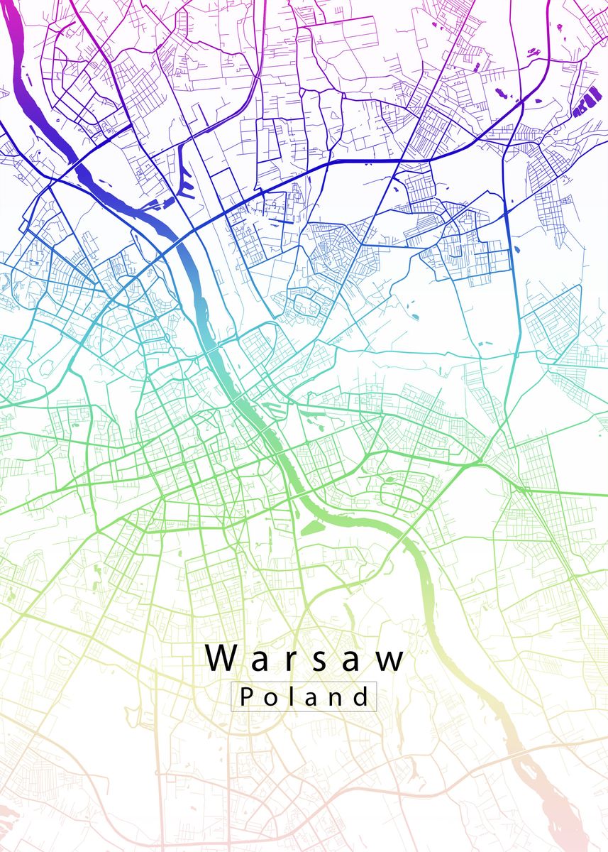 'Warsaw City Map' Poster by Robin Niemczyk | Displate