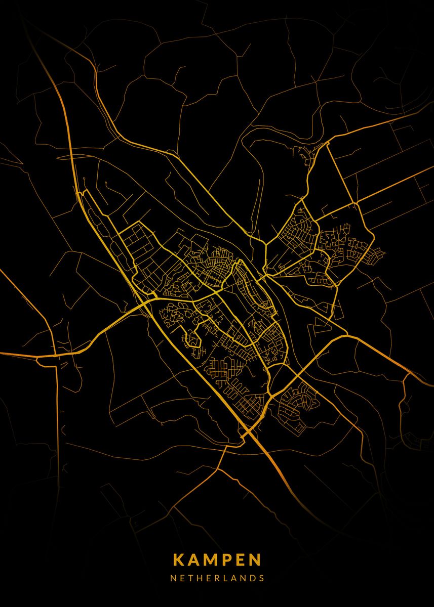 'Kampen City Map' Poster, picture, metal print, paint by Trulaf Design ...