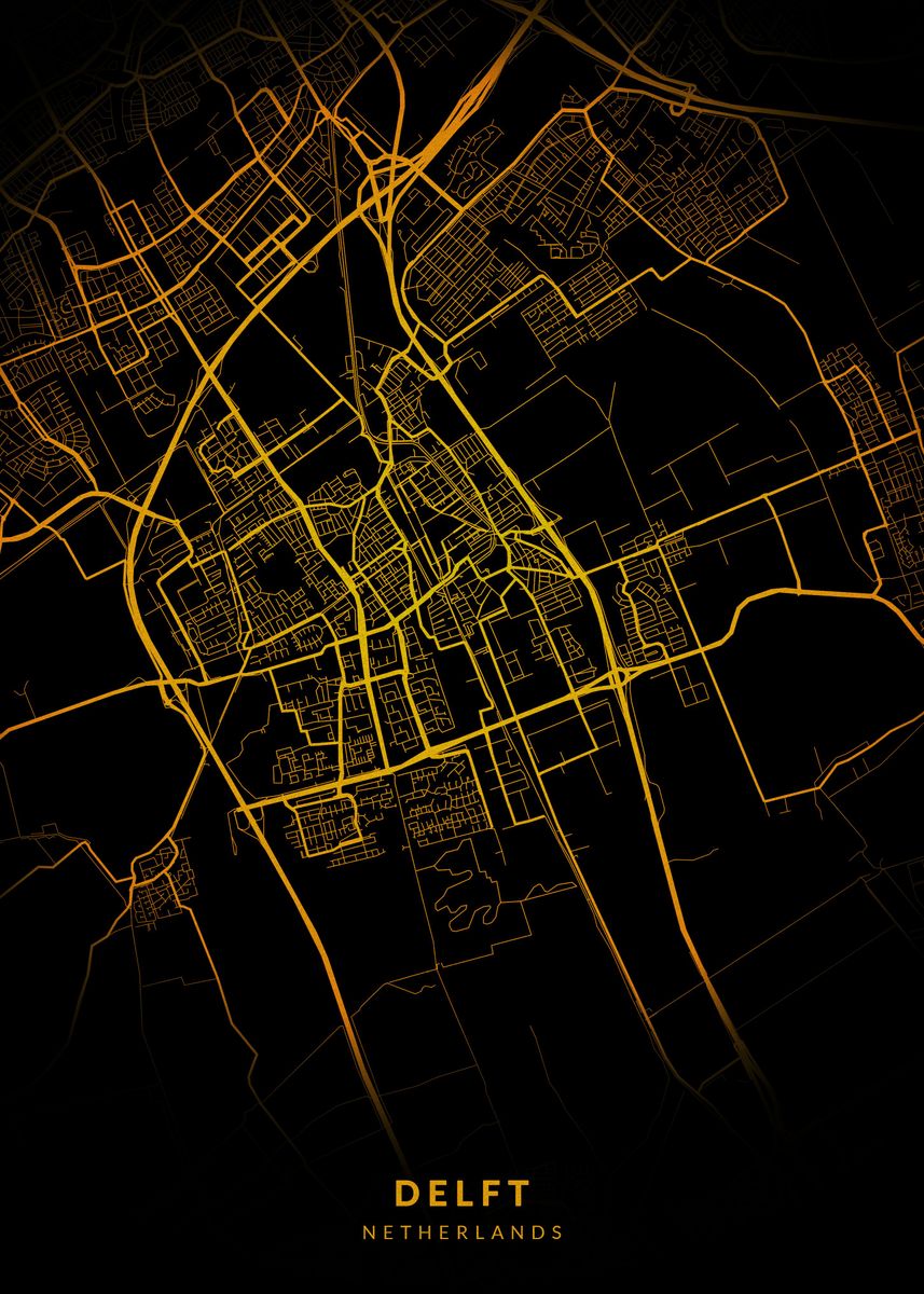 'Delft City Map' Poster, picture, metal print, paint by Trulaf Design ...