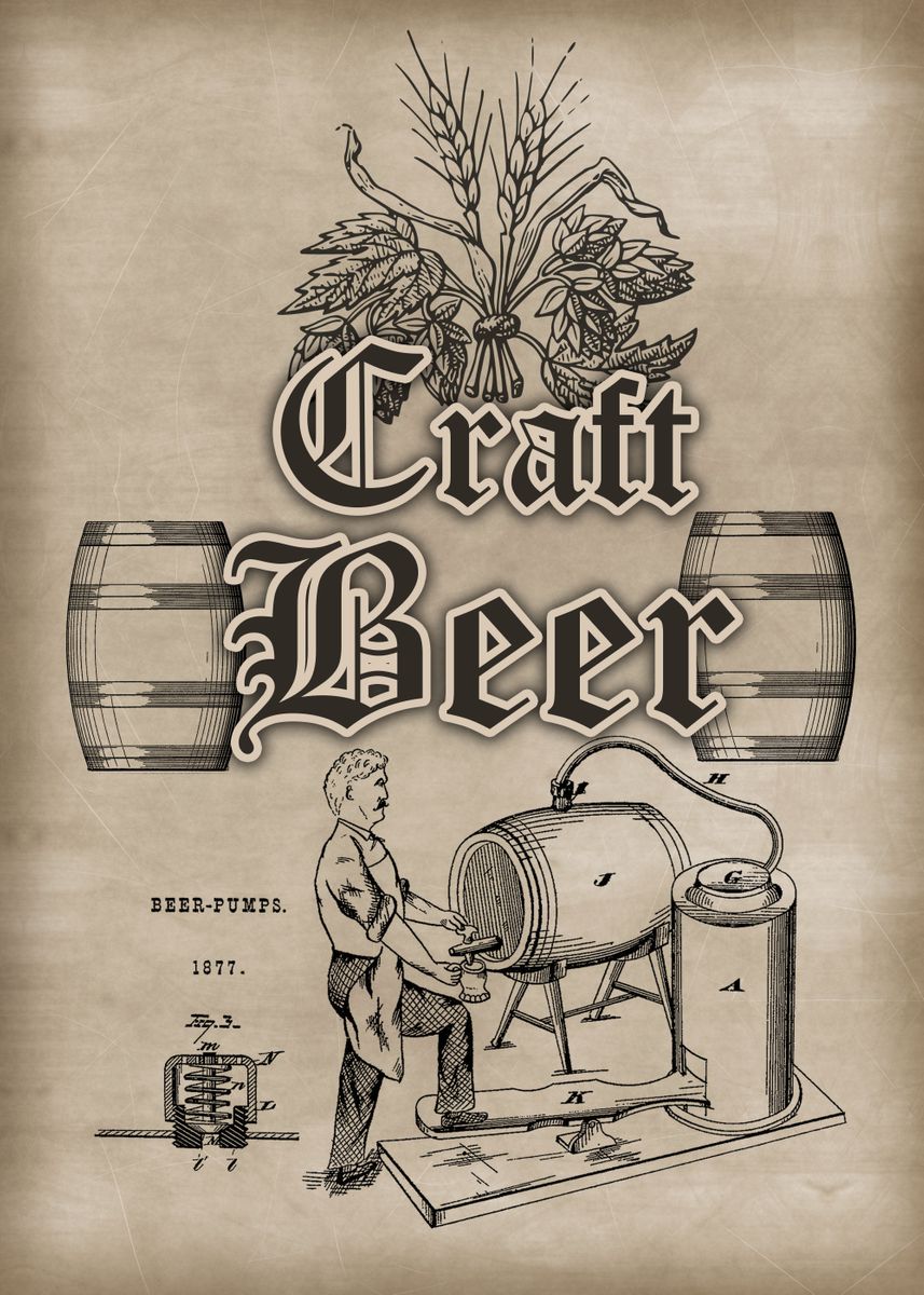'Craft Beer' Poster, picture, metal print, paint by XandYart | Displate