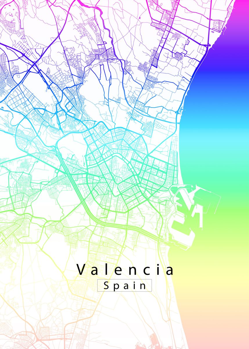 'Valencia City Map' Poster by Robin Niemczyk | Displate