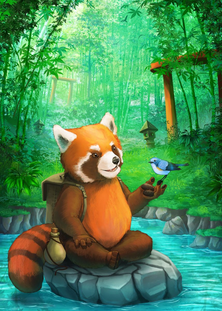 'Path of the Red Panda V2' Poster, picture, metal print, paint by Rory ...