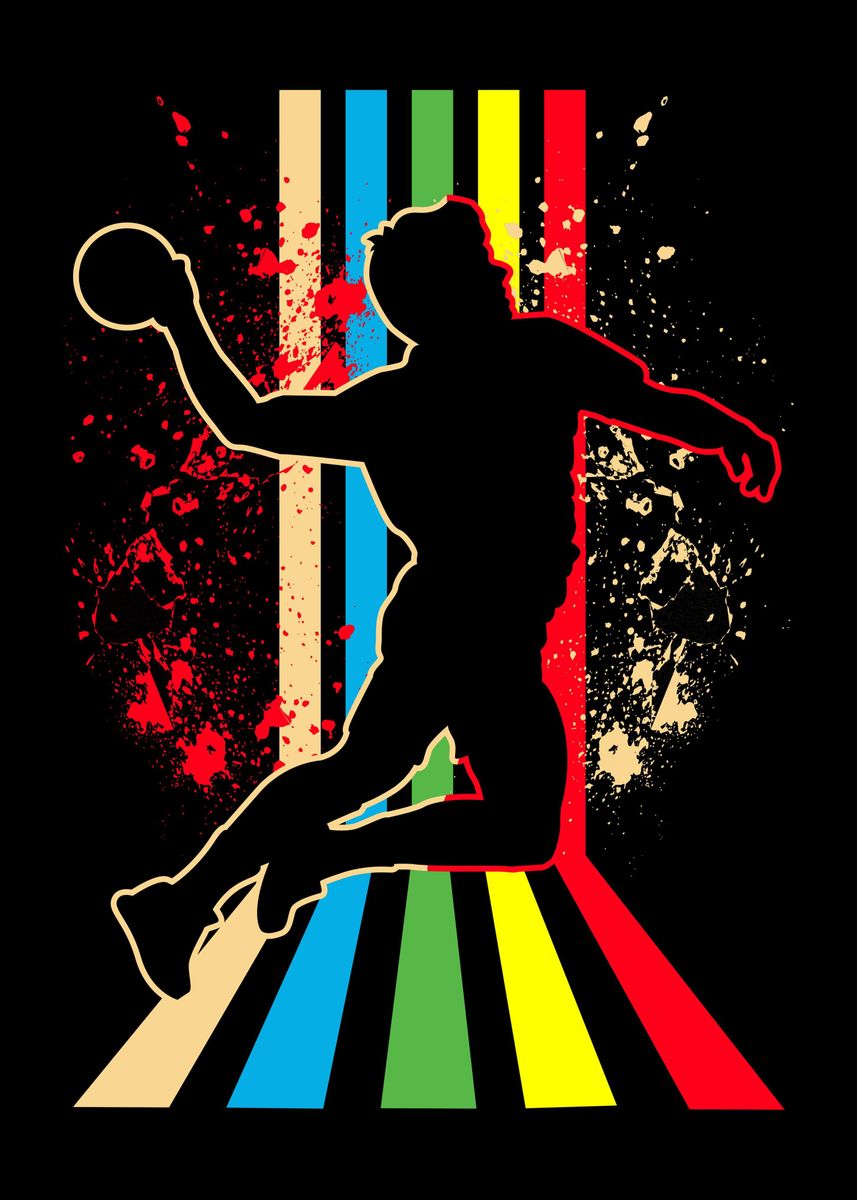 'Colorful Handball Player' Poster, picture, metal print, paint by ...