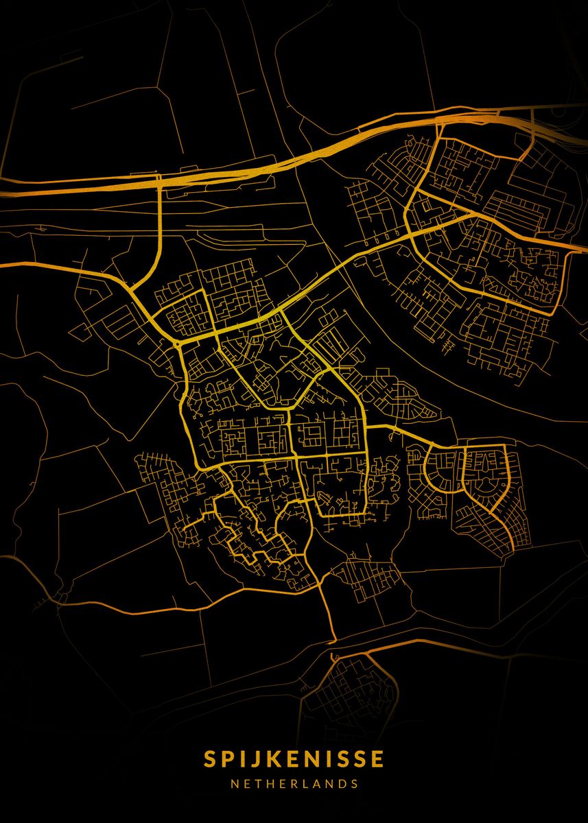 'Spijkenisse City Map' Poster, picture, metal print, paint by Trulaf ...