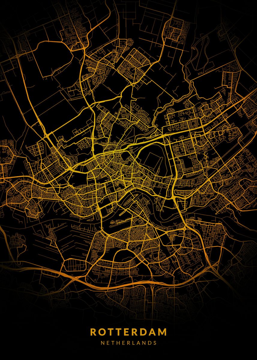 'Rotterdam City Map' Poster, picture, metal print, paint by Trulaf ...